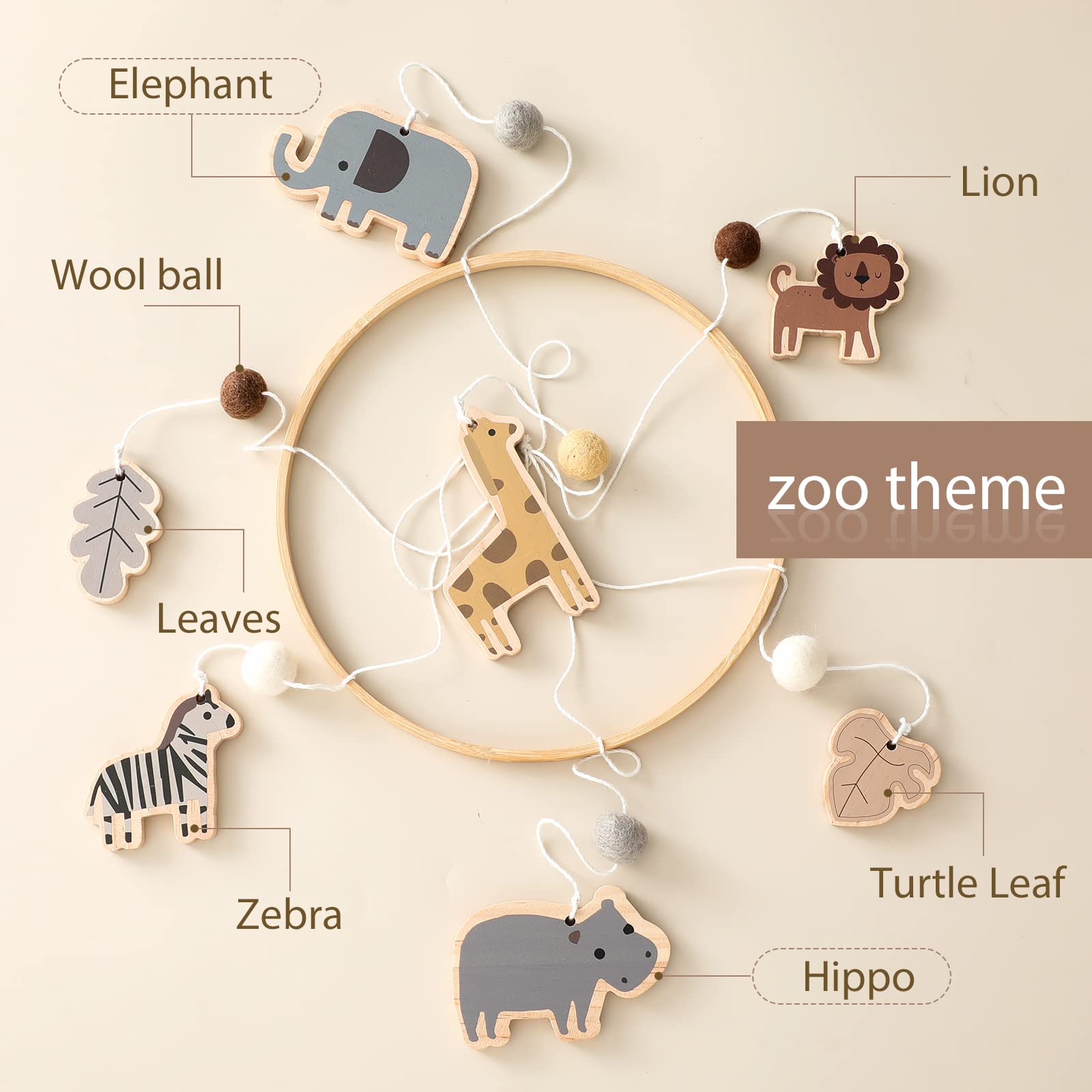 Baby Mobile for Crib - Jungle Animals Baby Mobile - Nursery Safari Mobile for Girl or Boy | Gender Neutral Handmade Mobile| Wild Animals Ceiling Mobile