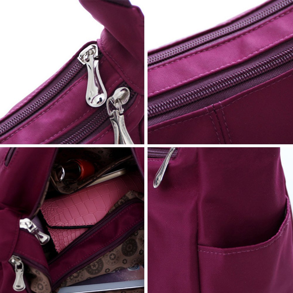 Grey990 Women Casual Nylon Waterproof Sling Shoulder Bag Large Capacity Crossbody Bag Handbag Purse Black
