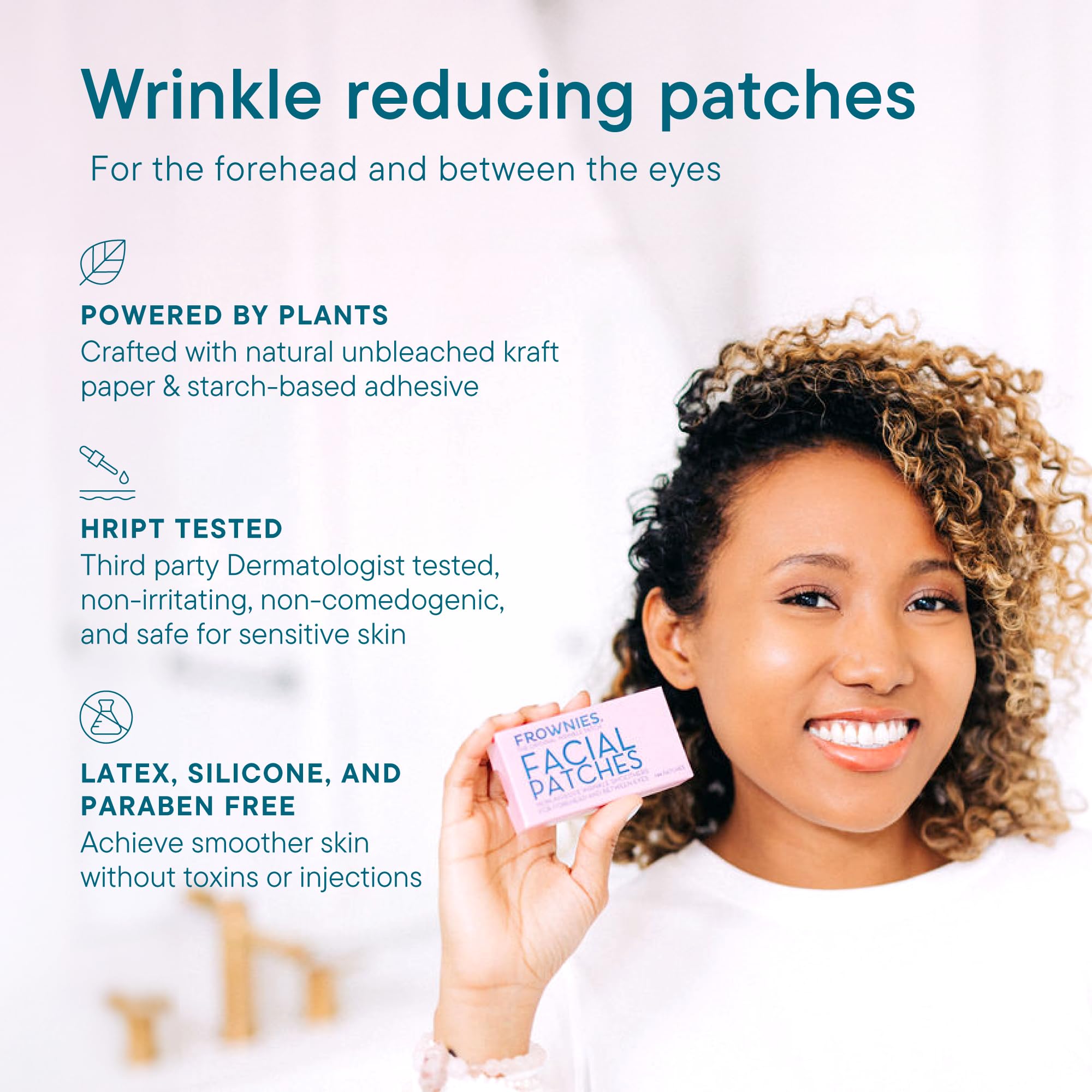 FROWNIES Forehead and Between the Eyes Facial Patches - Hypoallergenic Patches to Smooth & Soften Forehead Horizontal & Eleven Lines - For Overnight Use, 144 count