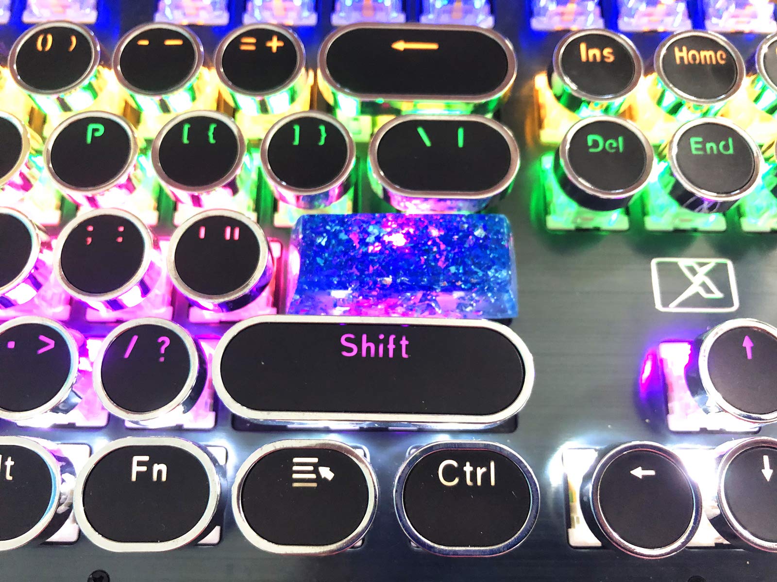 Handmade 2.25u Enter Keycap Thick Resin Translucidus Backlit Key Cap OEM Profile for Cherry MX Gaming Mechanical Keyboard (Blue)