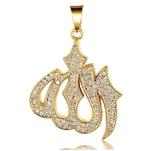 Allah God Muslim Islamic Gold Plated Brass Locket Pendant For Men Women Boys Girls