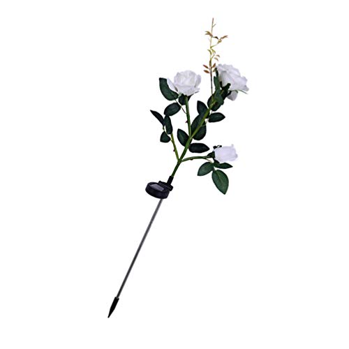 DOITOOL Decoration Lights Outdoor LED Garden Solar Flower Lights Rose Flower Lamp Stake Decorative Landscape Lights Ground Plug Light for Home Garden Lawn Way Party Decor White Outdoor Stakes