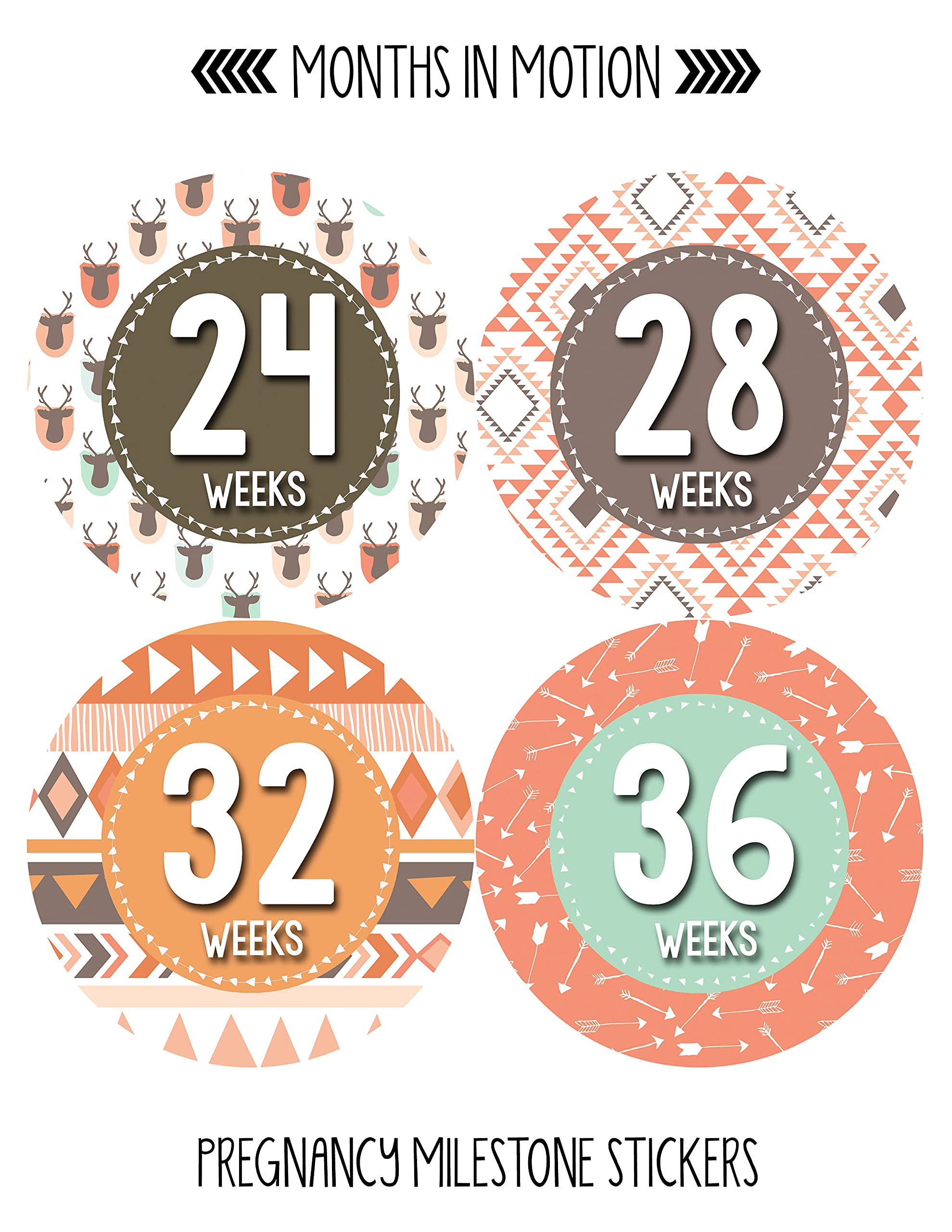 Months in Motion Pregnancy Weekly Belly Growth Stickers - Baby Bump Belly Stickers - Maternity Week Sticker - Pregnant Expecting Photo Prop Keepsake - Expectant Mom Gift - Style 916