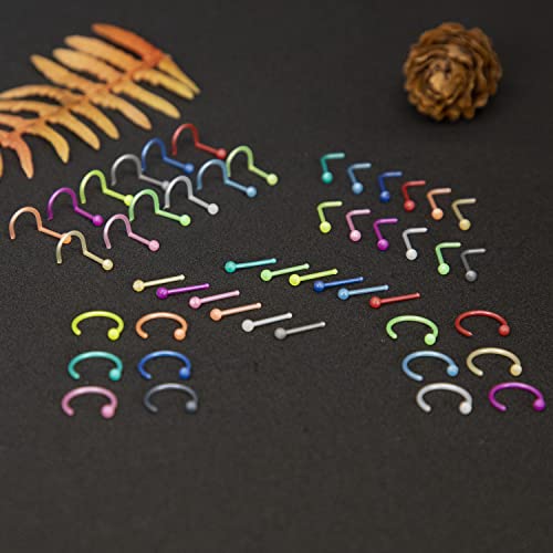 Aloecye 20G Clear Nose Ring Retainer for Work Surgery Acrylic Bone L Shaped Nose Stud Invisible Nose Screw Ring Small C Shaped Nose Stud Piercing Retainer