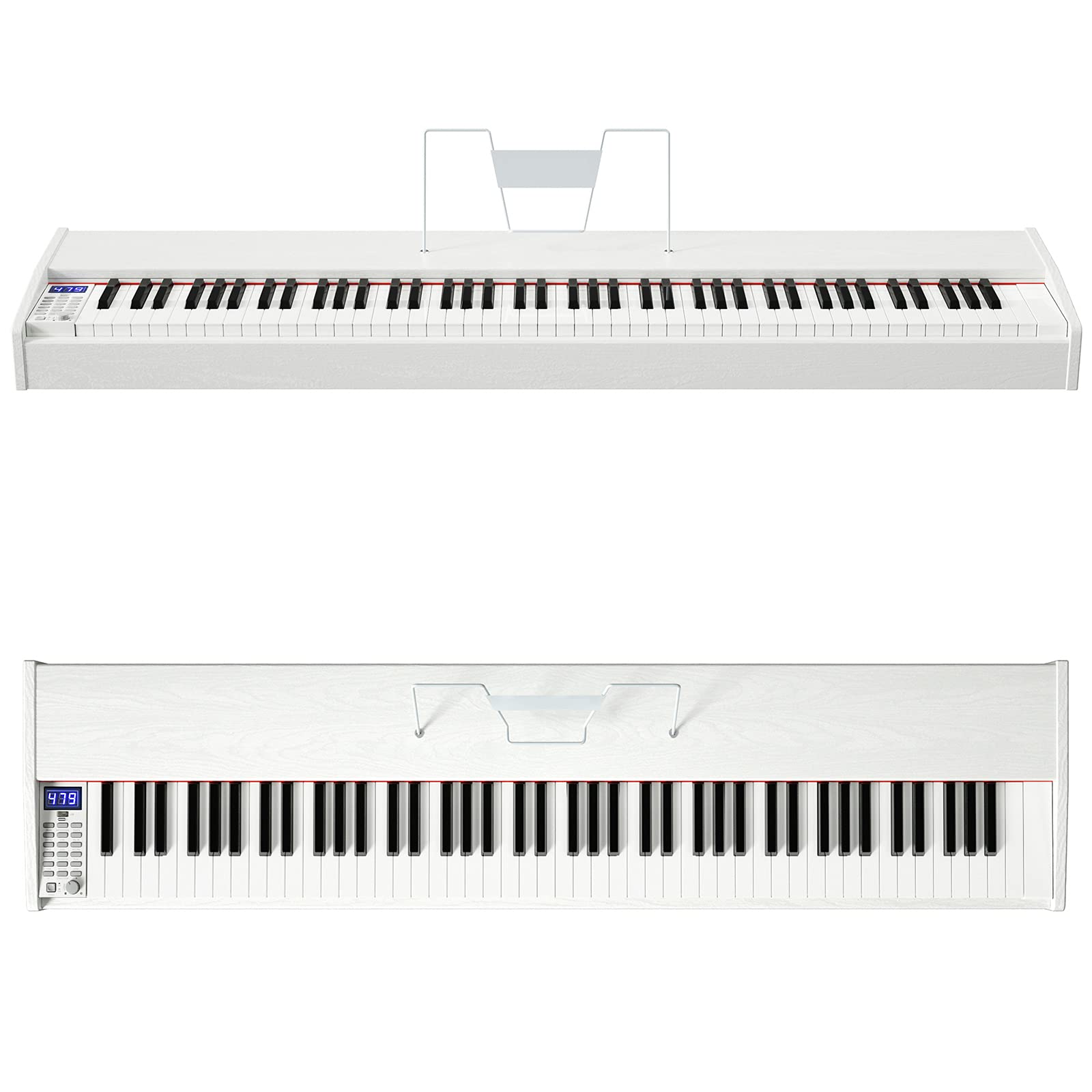 Costzon 88-Key Weighted Piano Keyboard Full Size, Portable Midi Keyboard Hammer Action Duet Mode with Sustain Pedal, Built-in Speaker, Headphone and Power Supply for Beginner/Adults (White)
