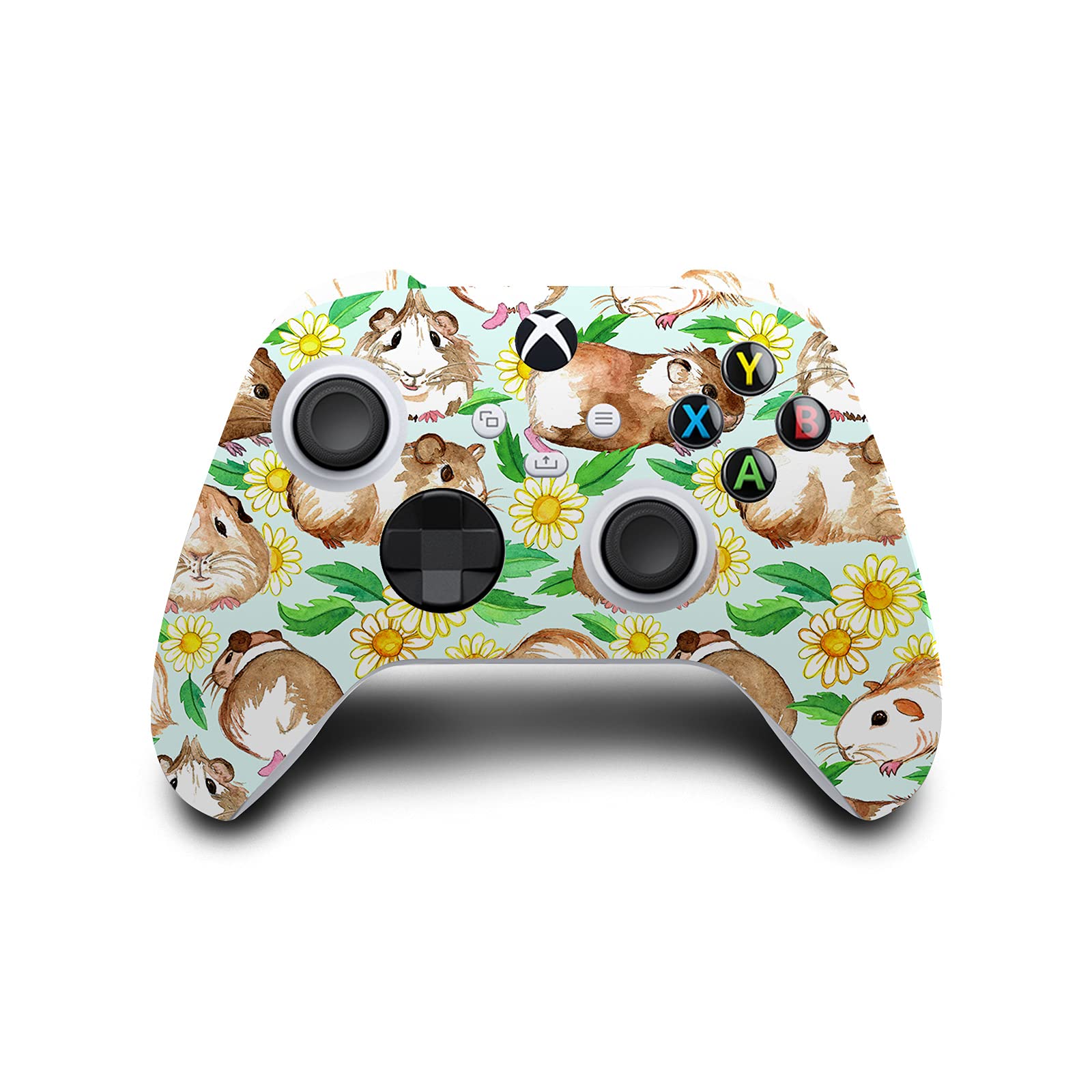 Guinea Pigs and Daisies in Watercolour On Mint Art Mix Vinyl Sticker Gaming Skin Case Cover Compatible with Xbox Series S Console and Controller Bundle