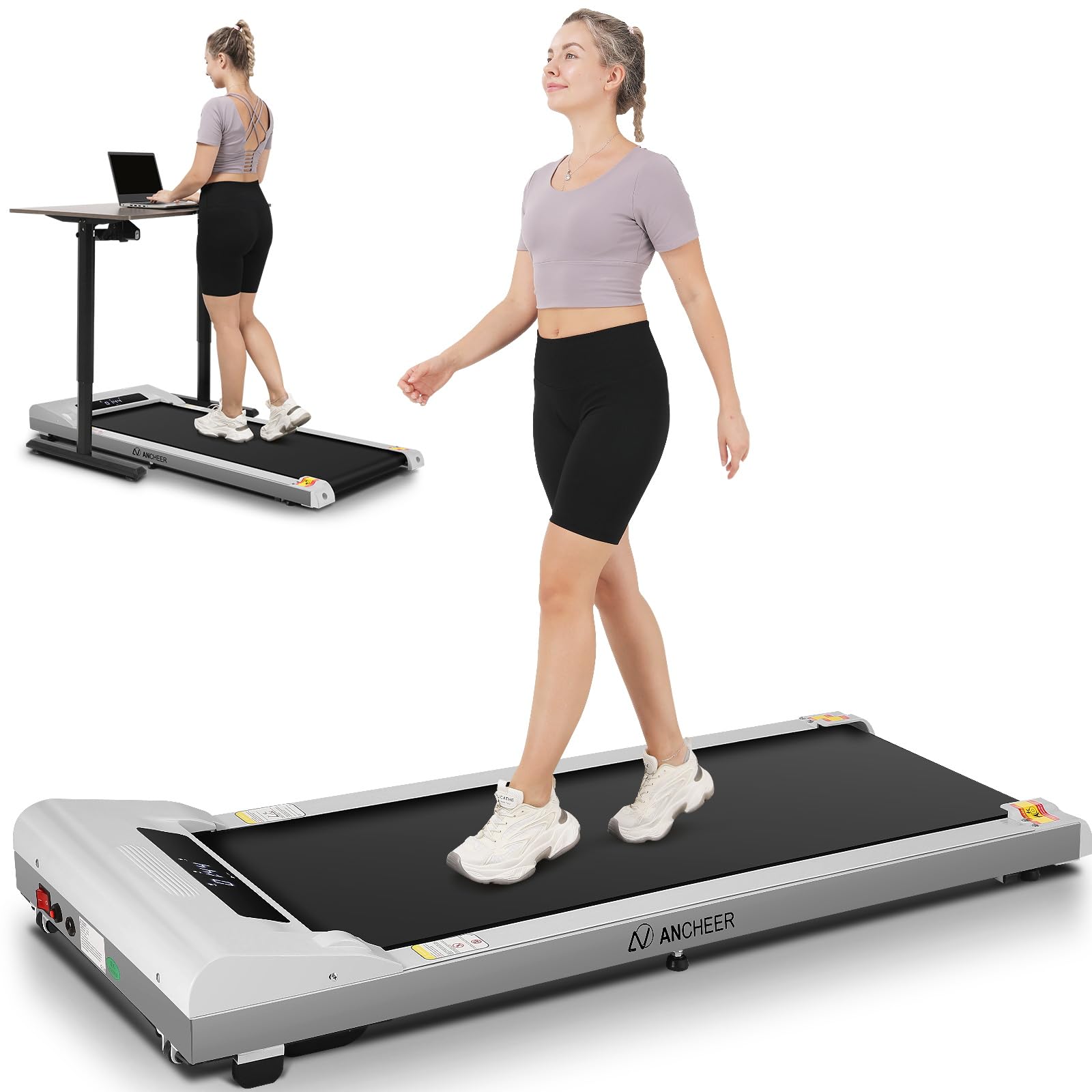 ANCHEER Under Desk Treadmill 300 lb Capacity Workstation Walking Pad Treadmill with Remote Control, 2.5hp Portable Treadmills for Home Small Running, Compact Electric Jogging Machine with LED Display