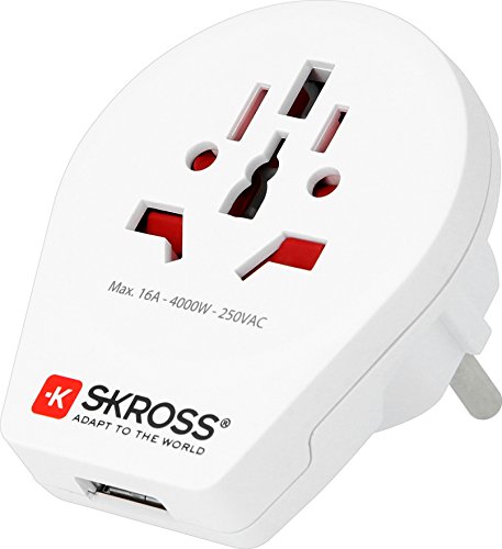 Skross Pro-World & USB Travel Adaptor, White