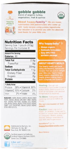 Happy Baby Organic Stage 3 Baby Food, Hearty Meals, Root Vegetables & Turkey with Quinoa, 4 Ounce (Pack of 8)