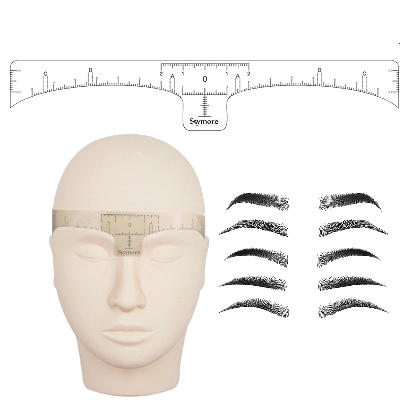 Skymore Eyebrow Ruler, 100Pcs Eyebrow Stencil Microblading Ruler, Disposable Eyebrow Template Eyebrow Ruler Sticker, Eyebrow Shape Kit for Microblading Supplies, 3 Minutes Makeup Tools For Eyebrow