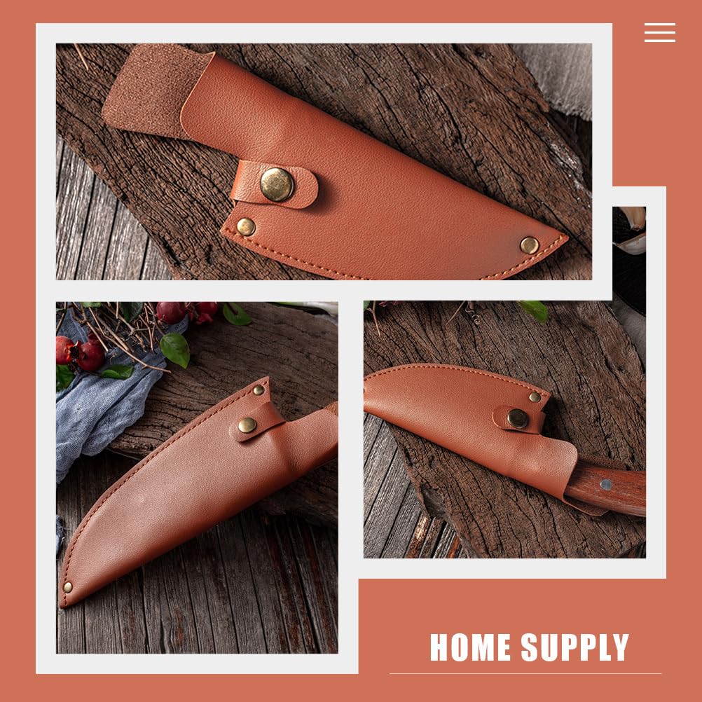 Luxshiny Leather Cover For 5 Inch Boning Knives, 2Pcs Edge Guards Blade Protector Cleaver Chef Knives Cover with Belt Loop