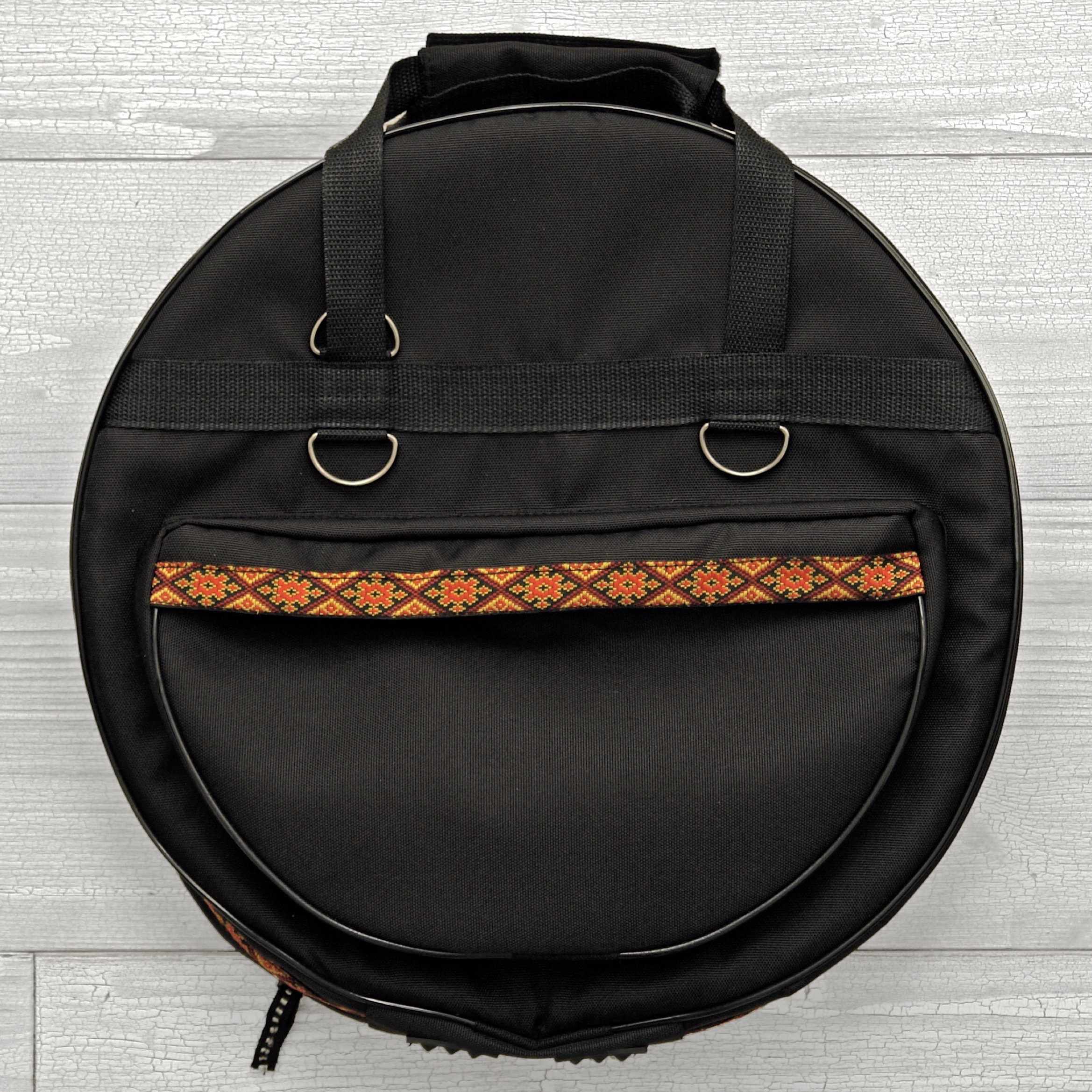 GUDA DRUM Freezbee Black with Ice Flower design, FREE Rope Decoration and Travel Bag