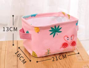 HappyDaily Cotton Linen Desktop Storage Basket, Multifunctional Foldable Household Basket Closet Organizer Toy Container Cosmetic Storage Box (Pink Flamingo)