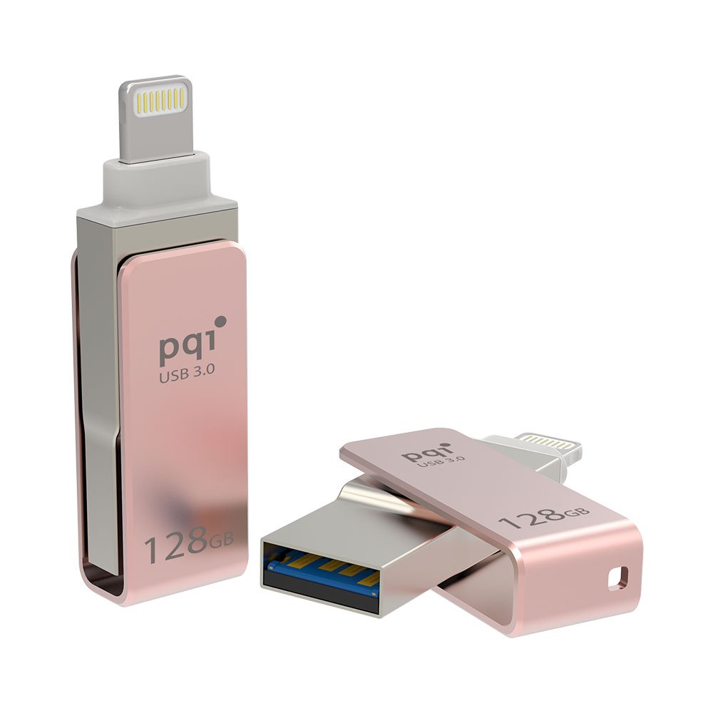 Iconnect Mini [Apple Mfi] 128 GB Mobile Flash Drive w/ Lightning Connector for iPhones iPads Mac & PC USB 3.0 (Rose Gold)