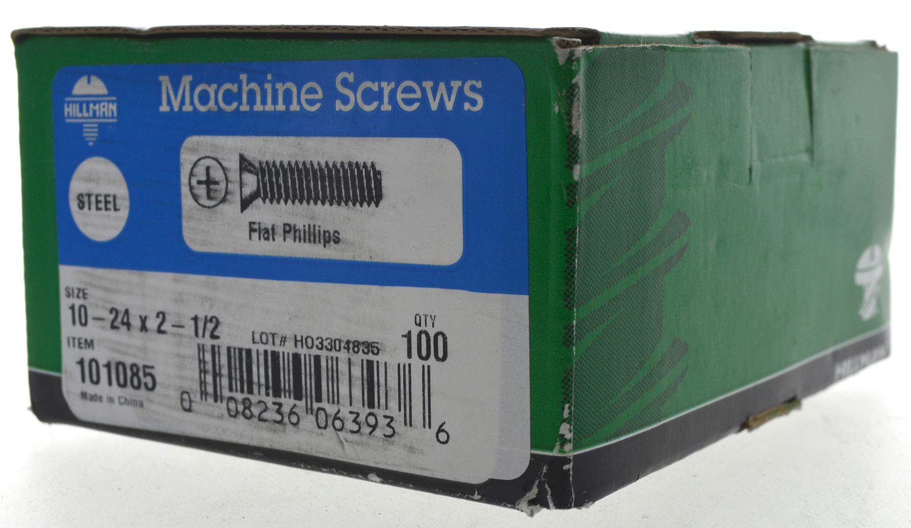 Hillman 101085 Zinc Flat Head Phillips Machine Screw, 10-24 x 2-1/2", 100 Piece