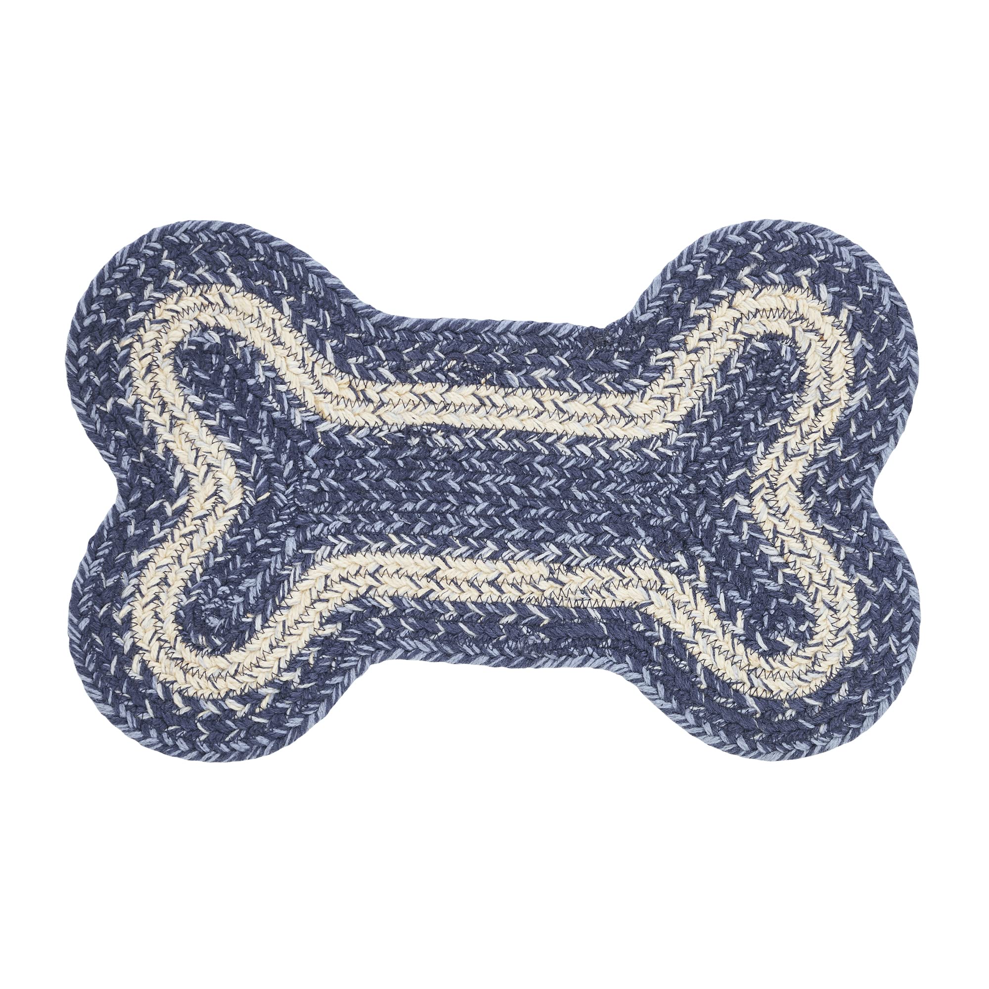 VHC Brands Great Falls Bone Shape Indoor-Outdoor Rug, Recycled Polyester, Medium, Blue, 15x23