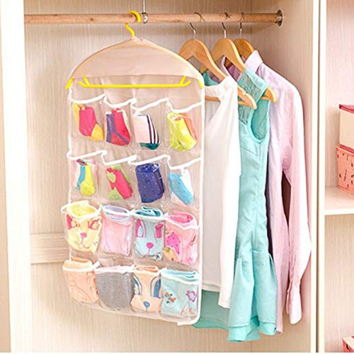 Guerast 16 Pockets Foldable Wardrobe Hanging Bags Socks Briefs Organizer Clothing Hanger Closet Shoes Underpants Storage Bag