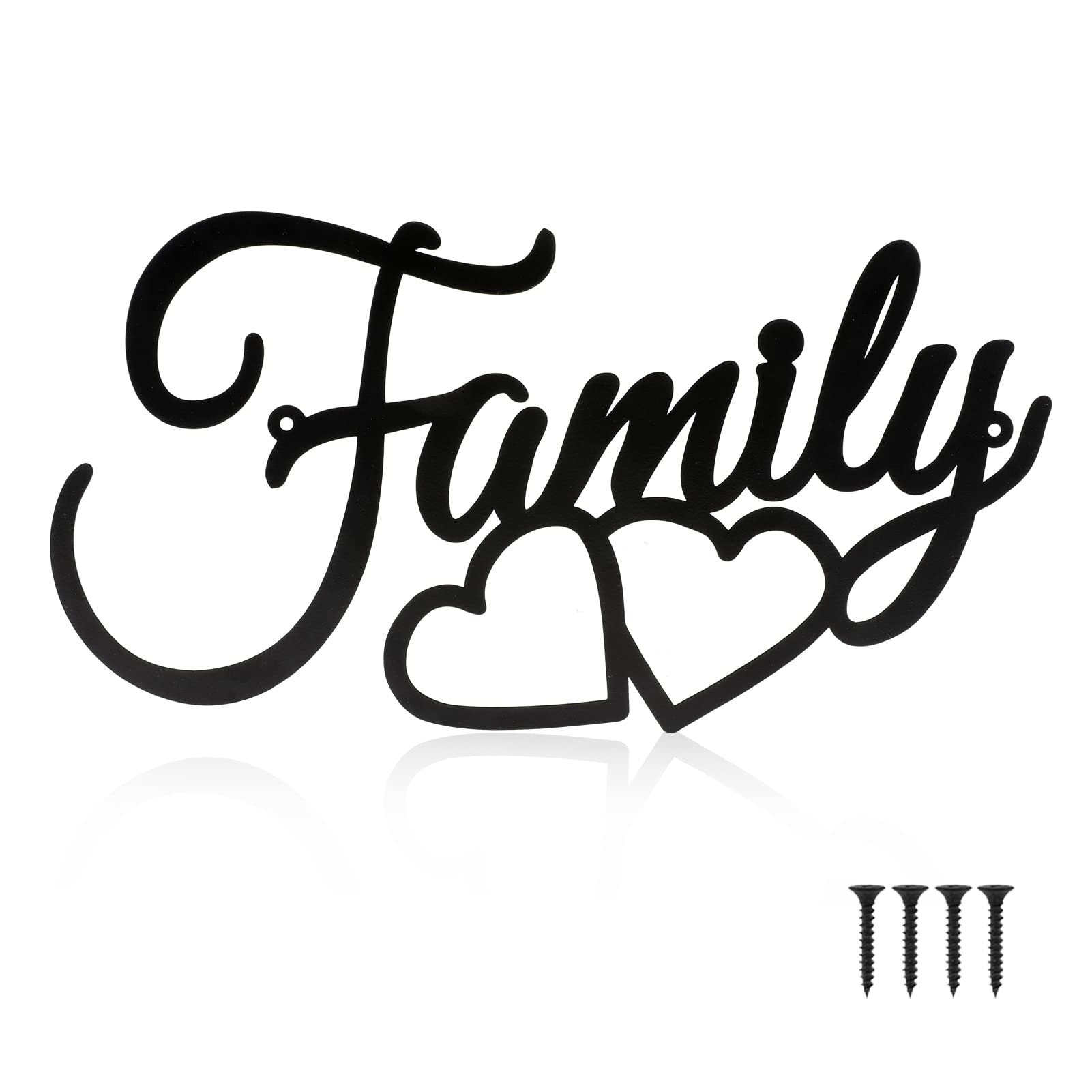 JIELISI Family Metal Wall Decor Sign Black Metal Family Word Wall Art Unique Steel Wall Decoration Hanging Decor for Living Room, Bedroom, Study, Kitchen, Garden