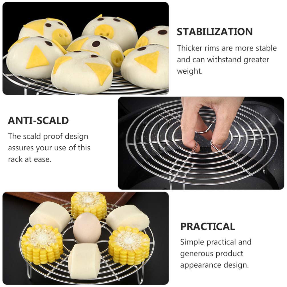 Cabilock Stainless Steel Steamer Rack Round Cooling Rack Microwave Tray Microwave Plate Stacker Cooking Supplies for Steaming Bacon Snacks (20 * 7cm)