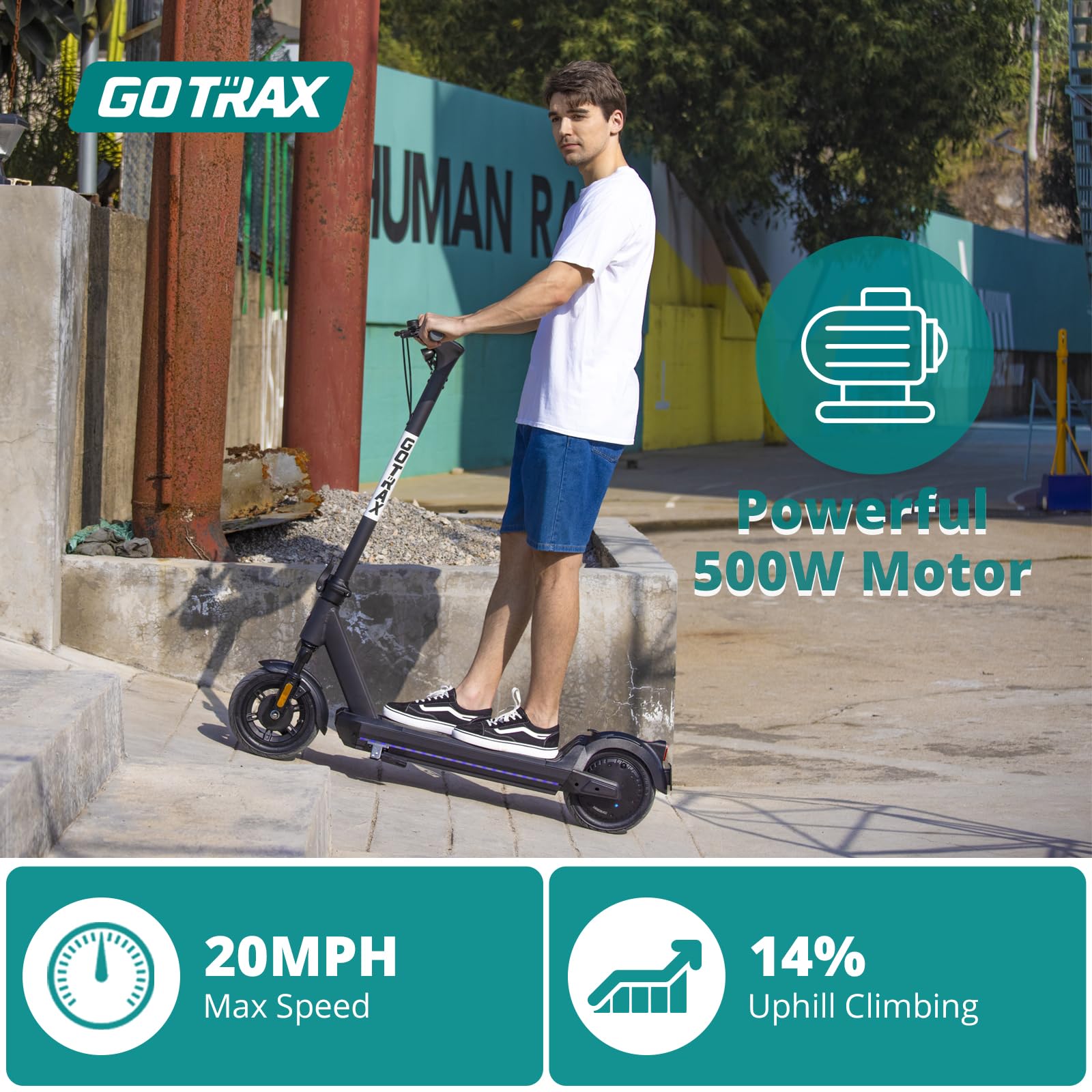 Gotrax G MAX Electric Scooter, Max 42 Mile, 10" Pneumatic Tire, 20Mph by 500W Motor, Double Anti-Theft Lock, Bright Headlight and Taillight, with Cruise Control, Foldable Electric Scooter for Adult