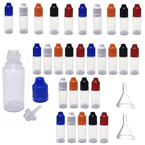 JOYWEE 30 Pack, 30ml Empty Plastic LDPE Dropper Bottle Funnel Eliquid Applicator Squeeze Dropping Bottle Thin Tip with Childproof Cap