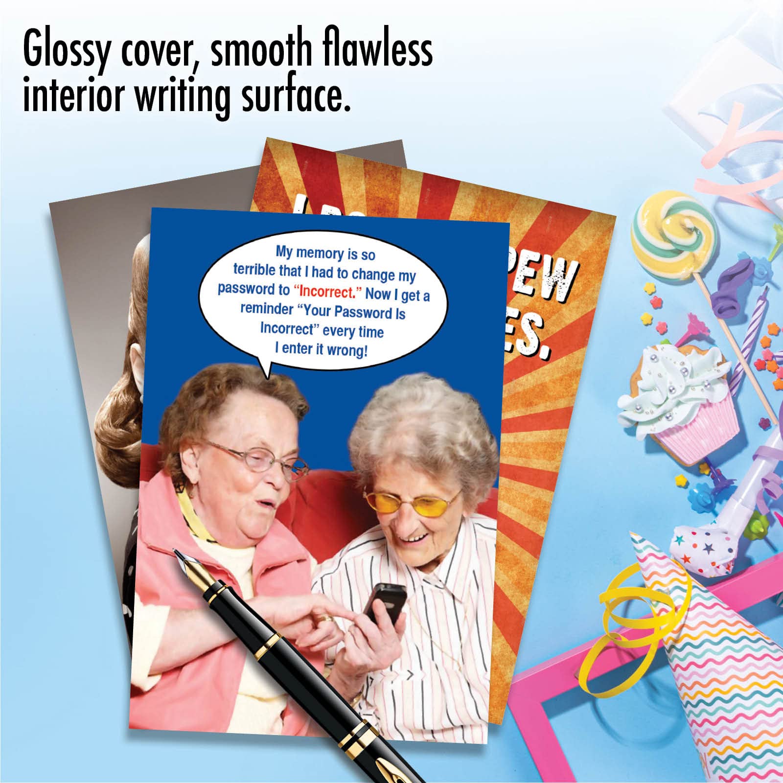 NobleWorks Assorted 3 Pack, Funny Naughty Retro Birthday Cards for Women with 5 x 7 Inch Envelopes (3 Designs, 1 Each) Laughing Ladies VC2807BDG-C1x3