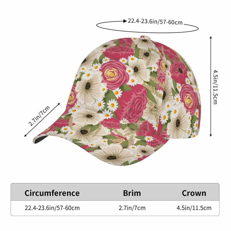 ALRBE TIN Baseball Caps Blossom Flower Sun Hats Snapback Trucker for Men Women Multicoloured