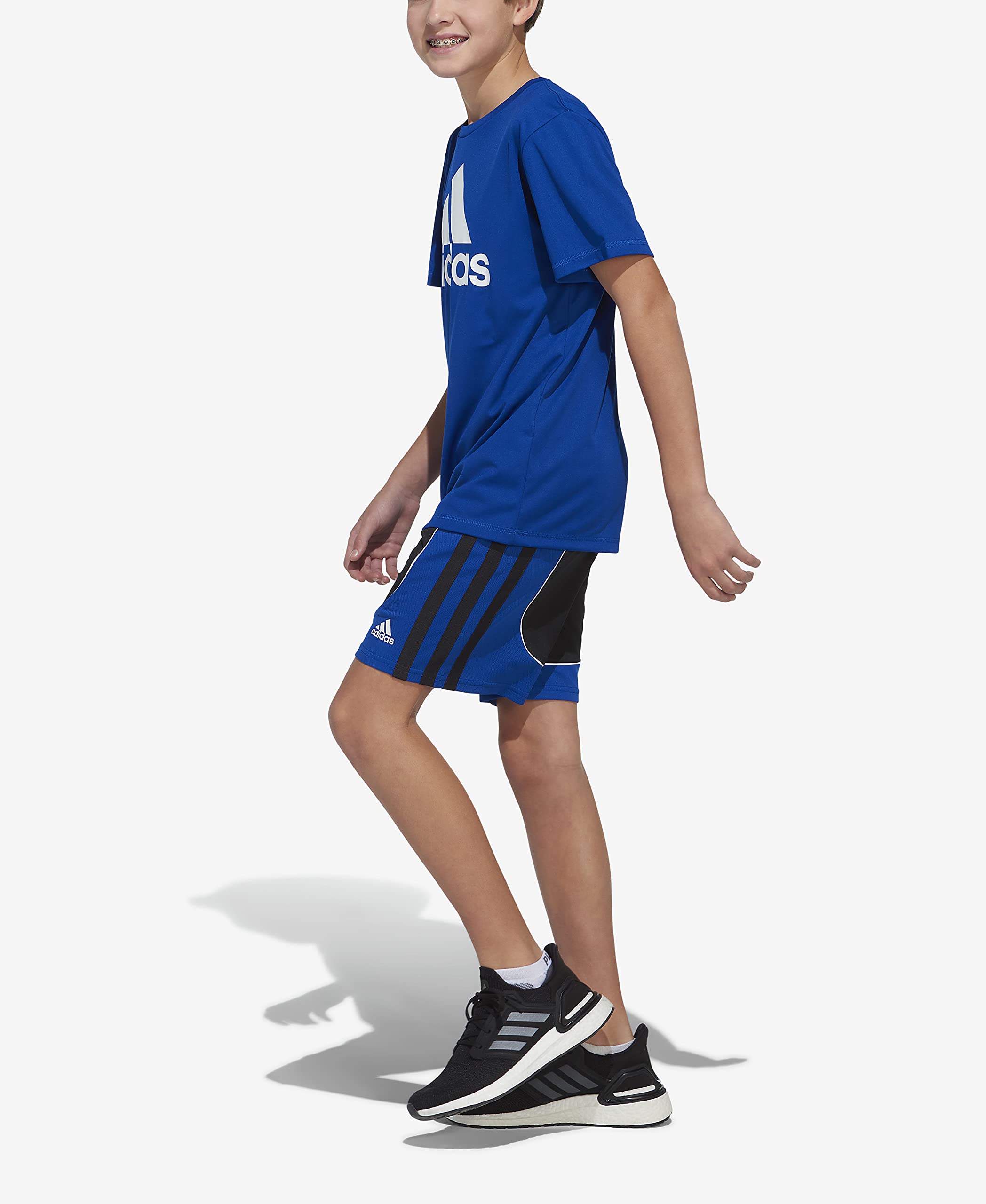 adidas Boys' AEROREADY Basketball Creator Shorts, Black with Team Royal Blue, Medium (10/12)