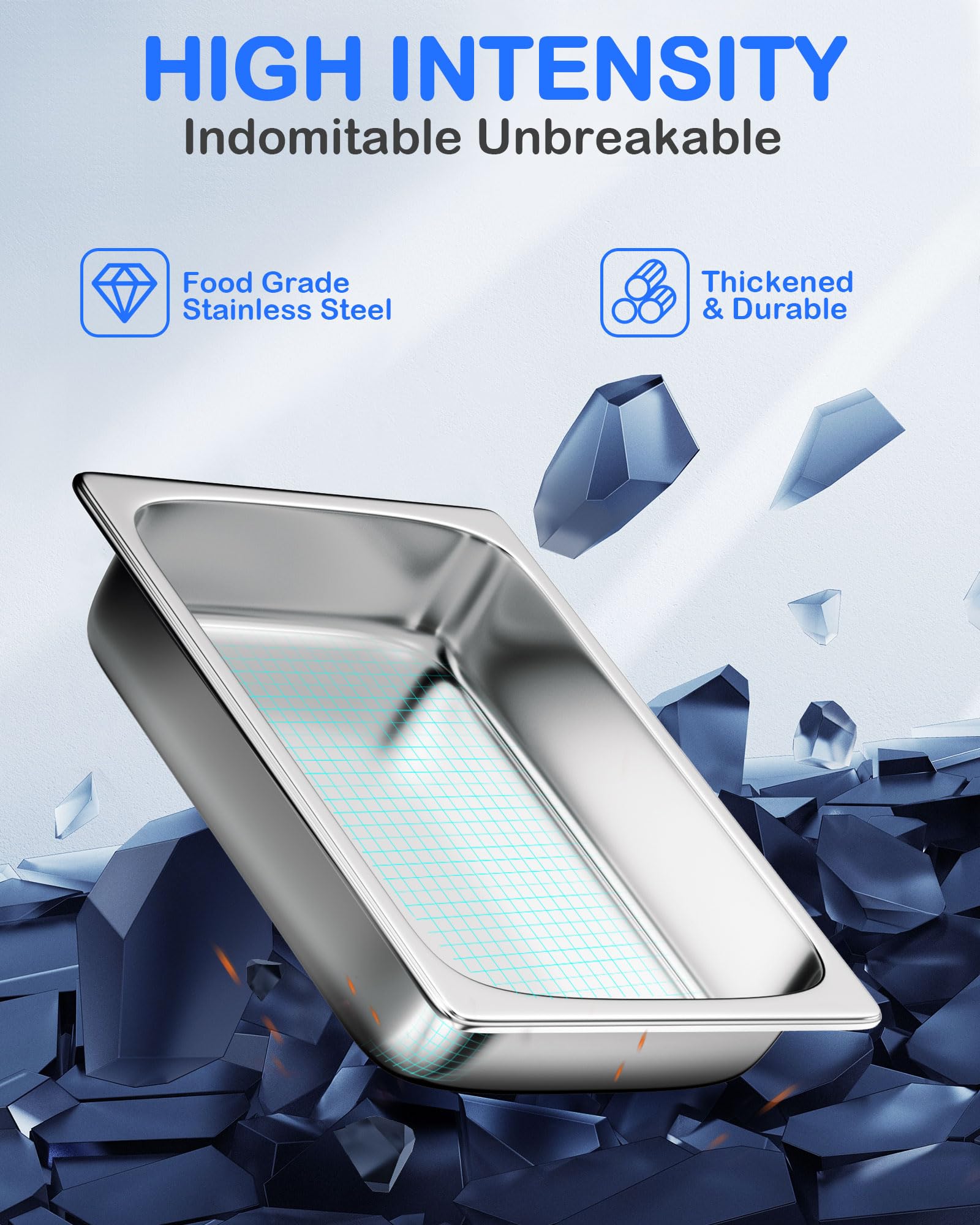 WantJoin 1/2 Half Size Steam Table Pans,6-Pack 4 Inch Deep Restaurant Steam Table Pans Commercial Food Warmers, Hotel Pan Made of Stainless Steel