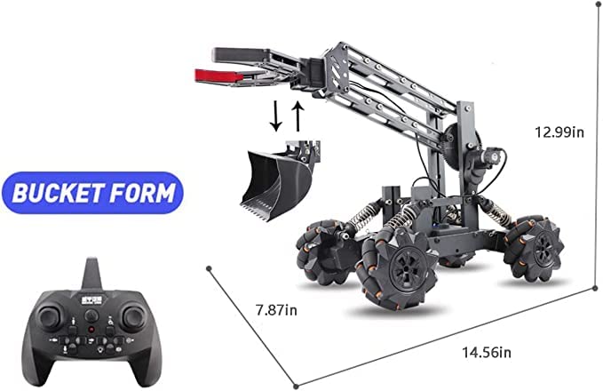 AIROKA Robot Arm Kits and Remote Control Excavator ,2-in 1 Science Kits,Promotes Kids' Interest in STEM,Electronic Programming Toy DIY Robotics, for Kids Age 8-12, for Boys/Girls.