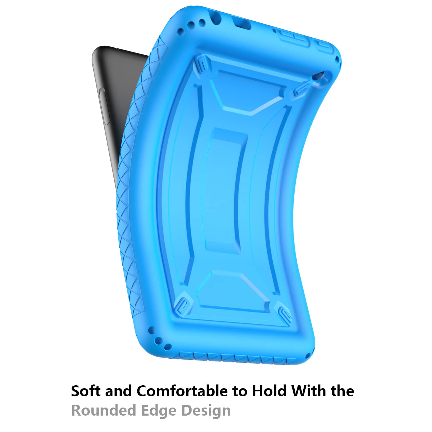 All-New Fire 7 Tablet Case(JUST for 12th Generation, 2022 Release)-Plobors Anti-Slip Shockproof Silicone [Adult Friendly] Four-Corner Protection Case for Amazon Kindle Fire 7 Tablet 2022-Blue