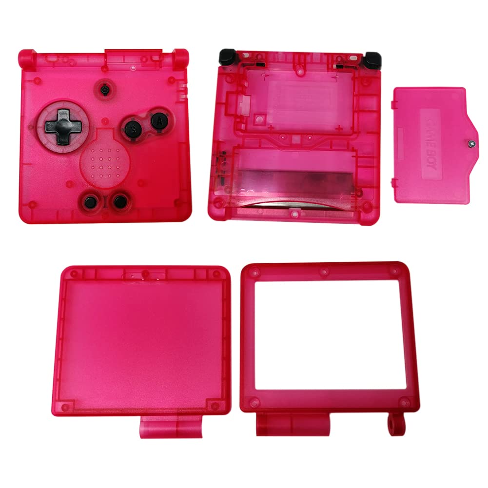 Cowhilan Replacement Clear Full Housing Shell Case Compatible with Gameboy Advance SP GBA SP Console, Send with Game Card Shell, Transparent Red