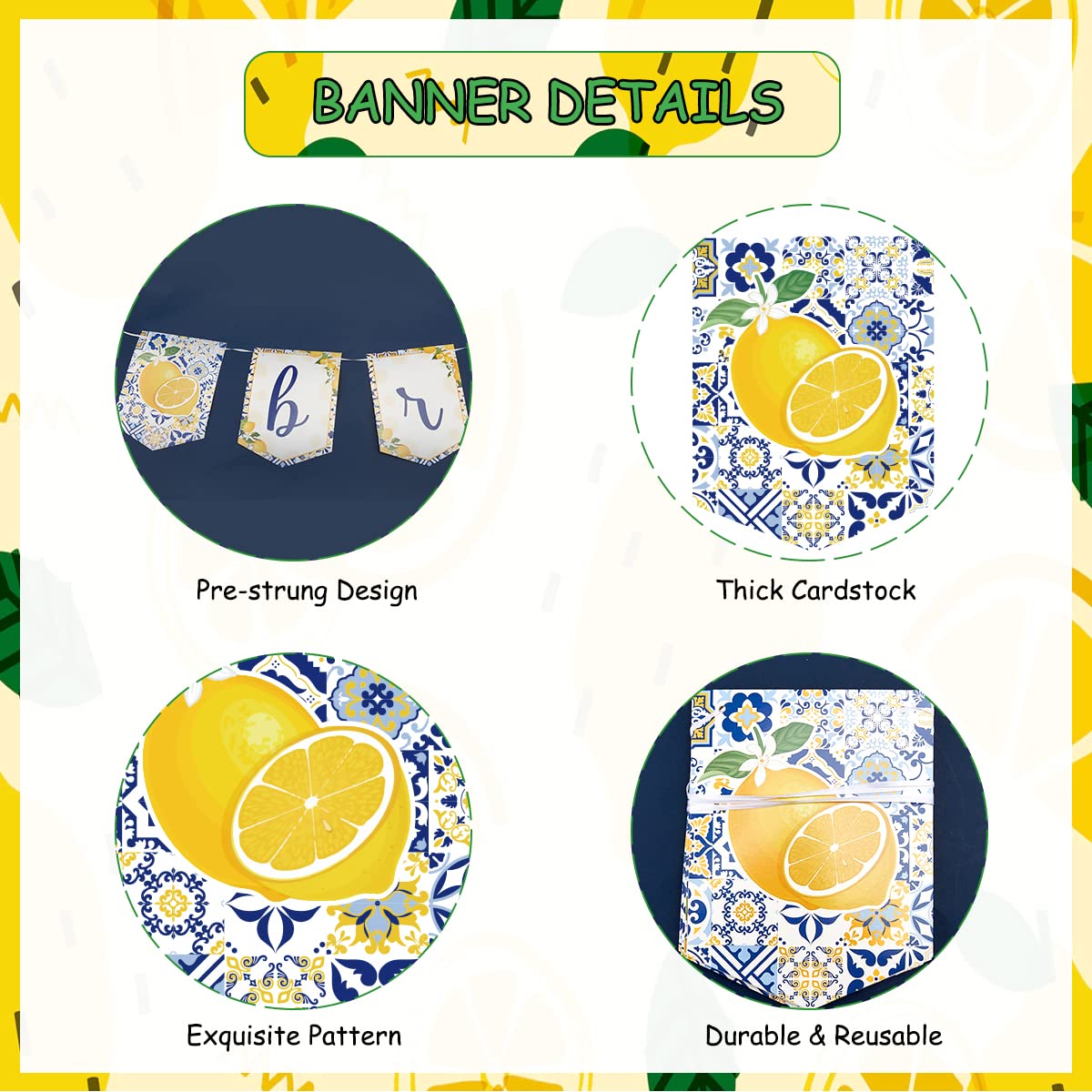 Lemon Bridal Shower Decorations - Yellow and Blue Bride To Be Banner, Lemon and Diamond Ring Garland, Fruit Lemon Theme Bachelorette Party Decorations