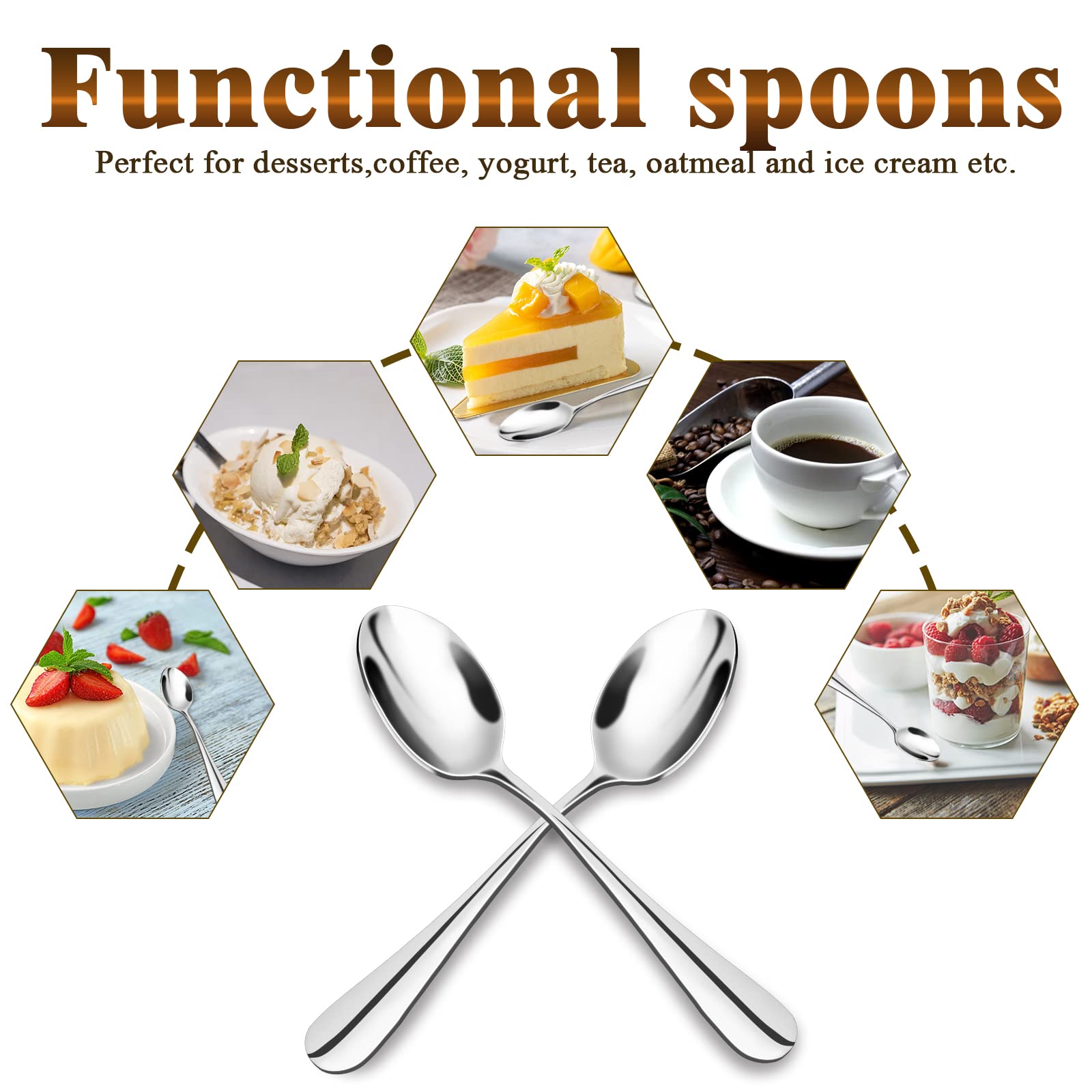 SONGZIMING Demitasse Espresso Spoons, Mini Coffee Spoon, 18/10 Stainless Steel Small Spoons for Dessert, Tea,Set of 6
