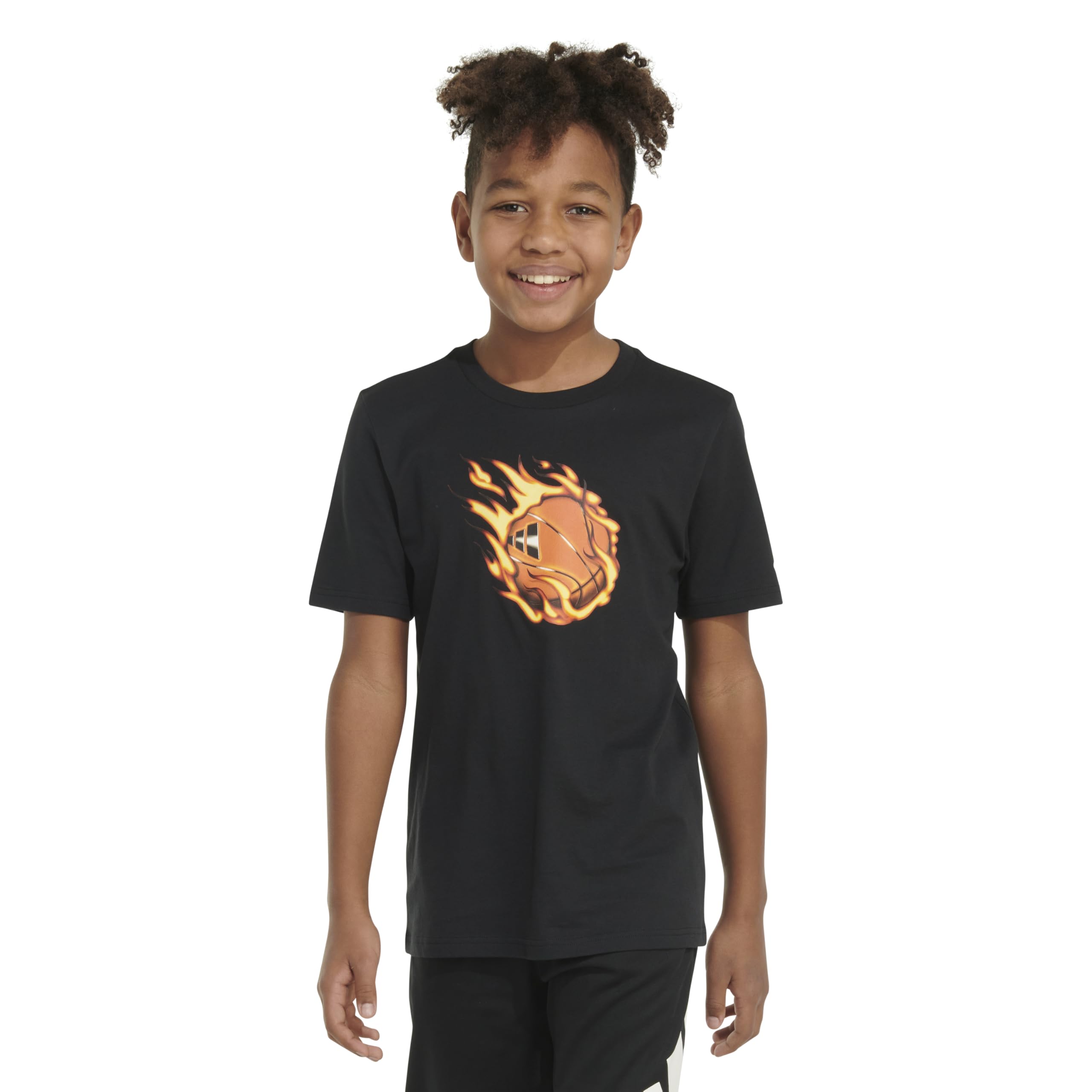 adidas Boys' Short Sleeve Cotton Jersey Graphic T-Shirt (5, Acid Red)