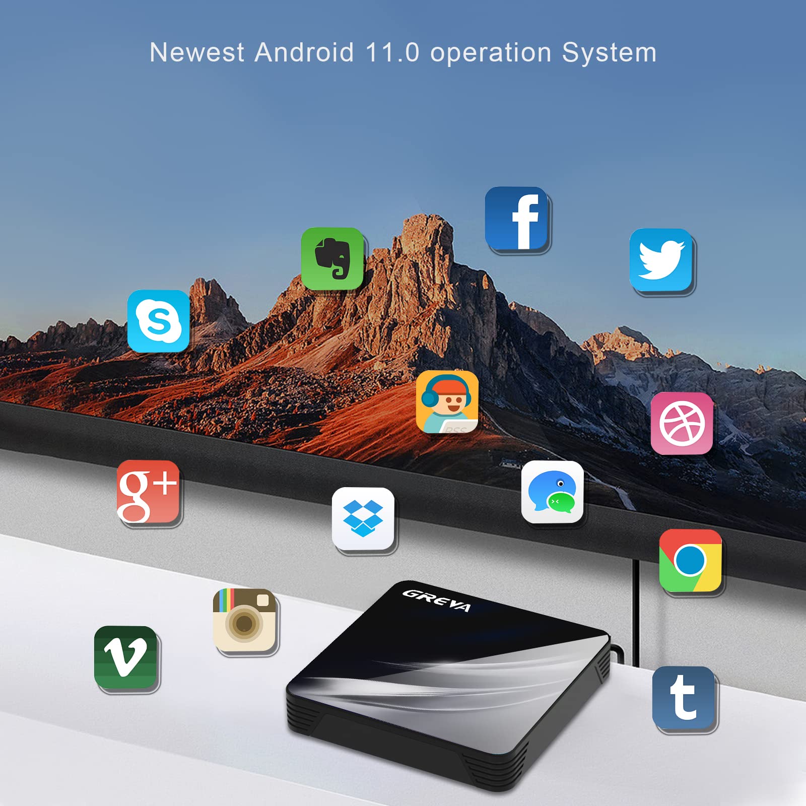 Android TV Box 11.0 Amlogic S905W2 Android Box 4GB RAM 32GB ROM with 2.4G/5G Dual WiFi and BT 5.0 Smart TV Box Support 1080P Ultra HDR 4K Streaming Media Player