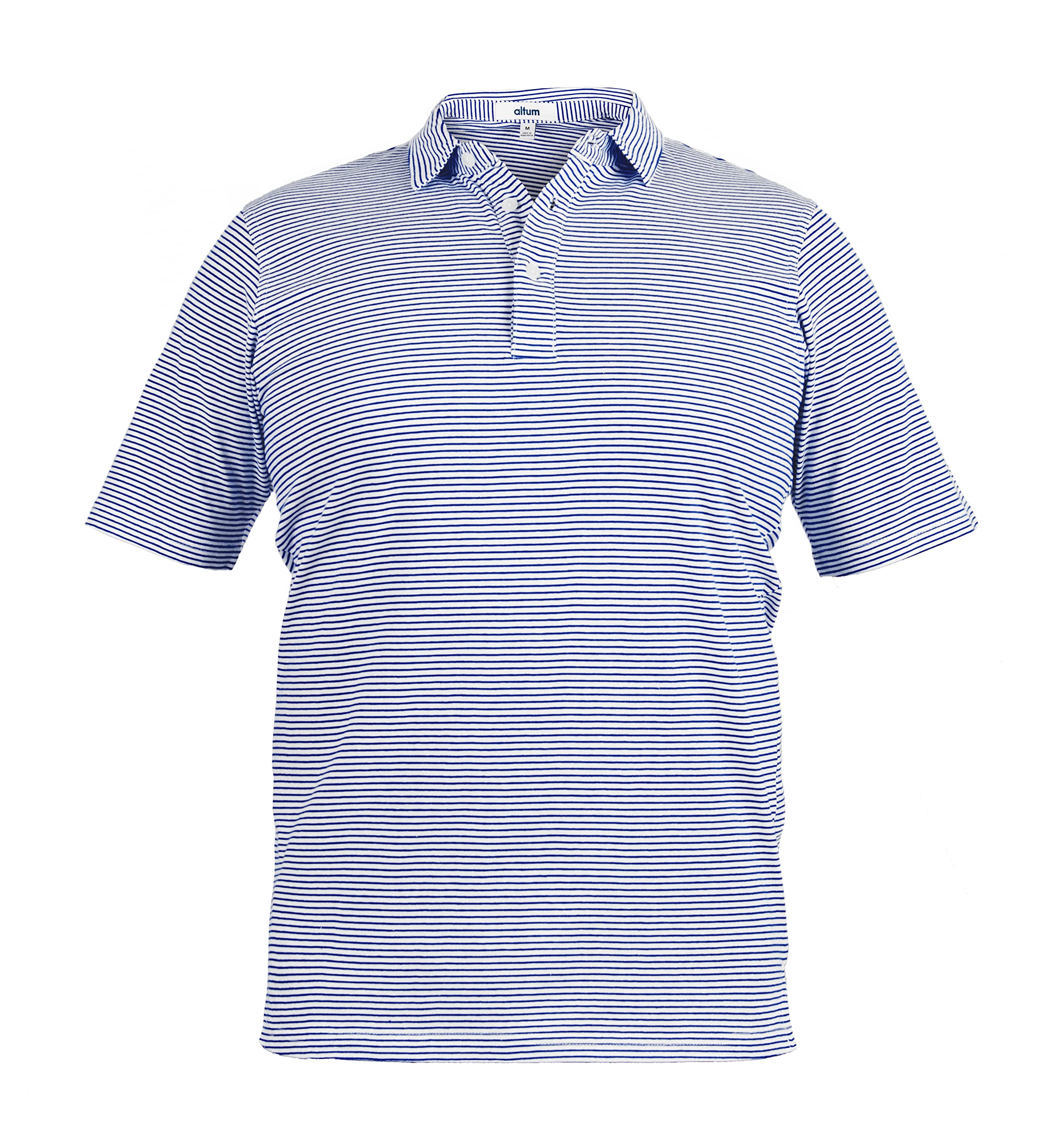 altum Men's Classic Fit Regular and Tall Size Short Sleeve Pima Cotton Striped Polo (Standard, Large, Navy Stripe)