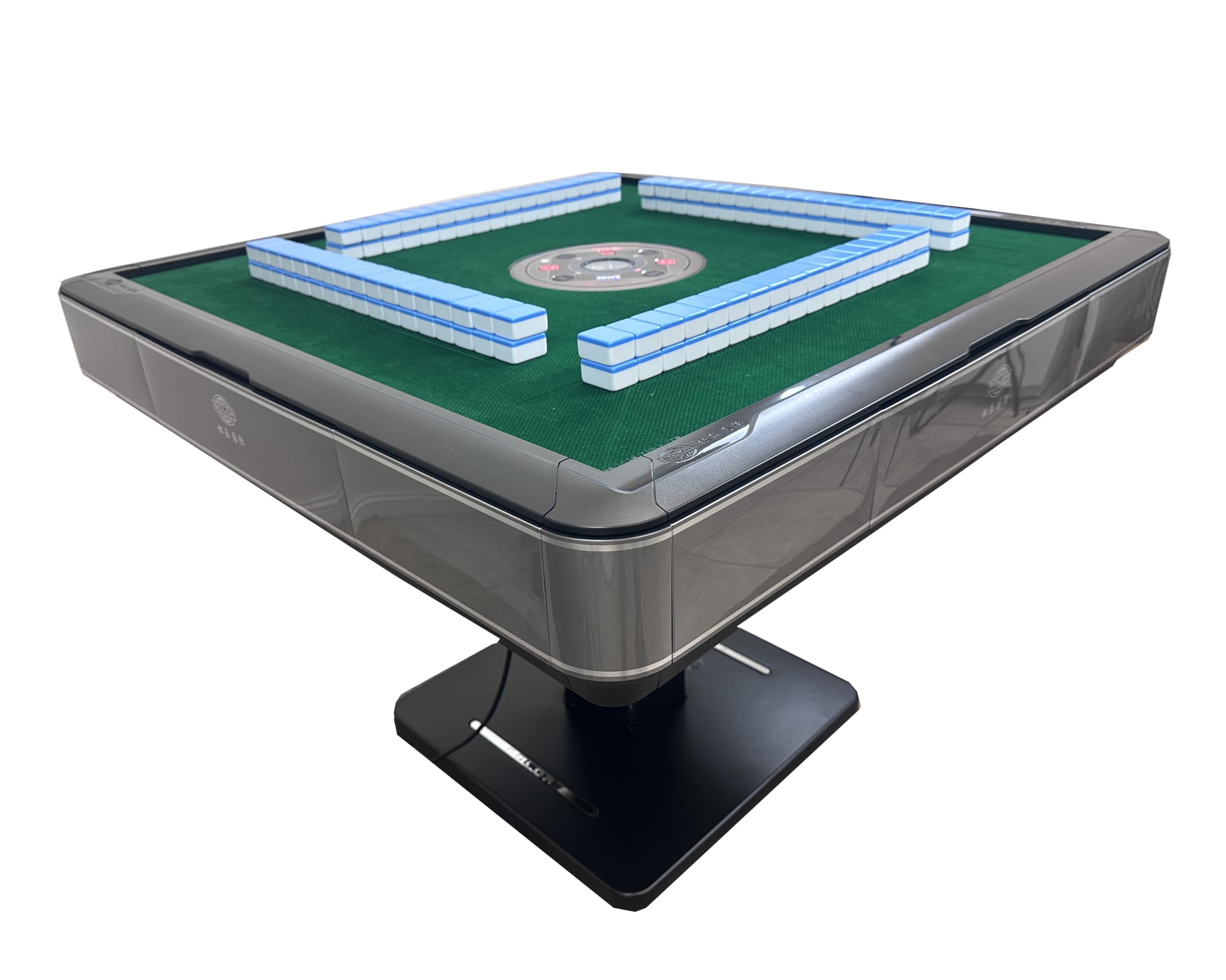 Gray Ultra-Thin Folding Automatic Mahjong Mah jongg Table 40mm American Mahjong Numbered Tiles Foldable Style + 4 Racks+ Hard Tabletop Cover