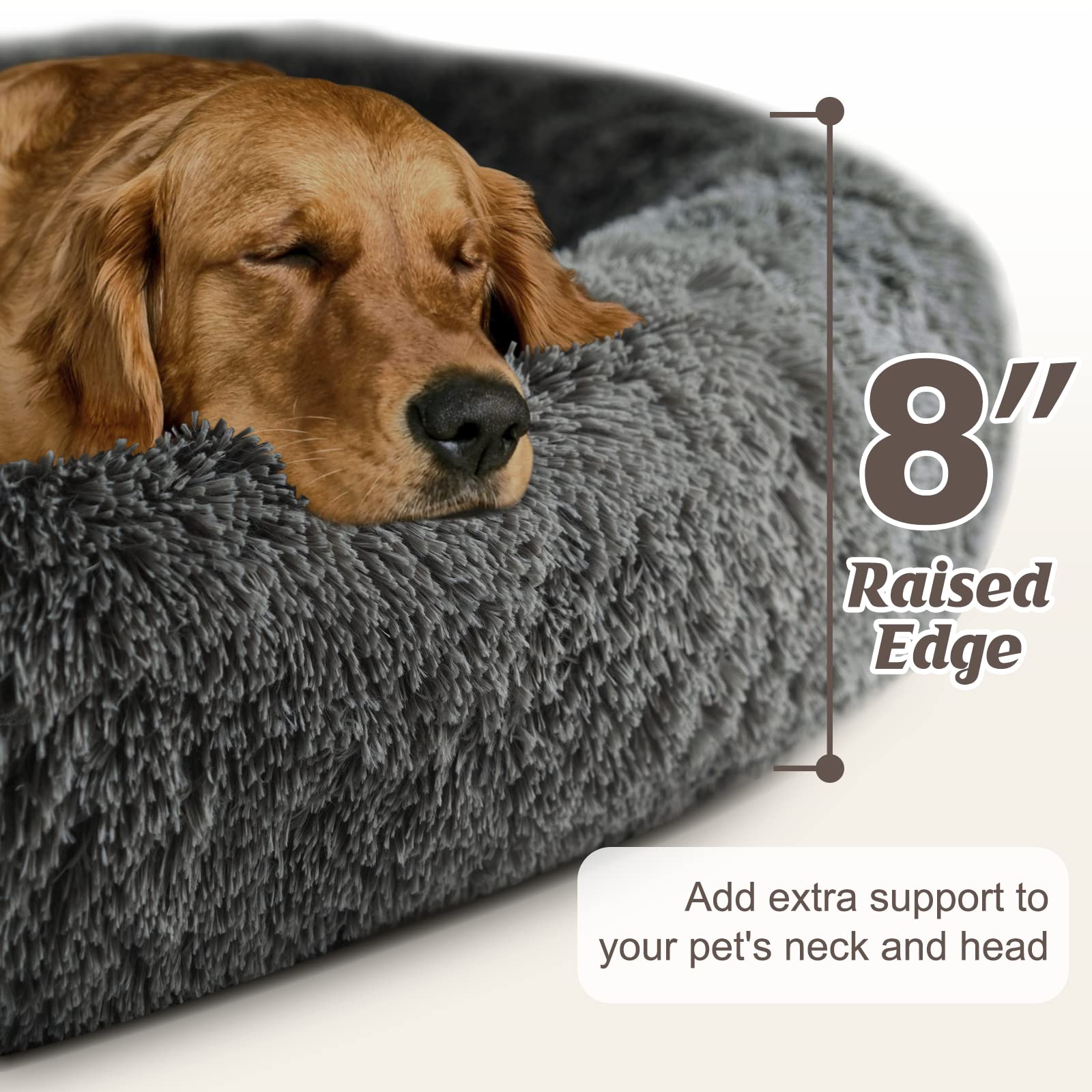 Syalife Shaggy Plush Calming Dog Couch Bed Pet Protector, Fluffy Waterproof Lining and Nonskid Bottom, Dog Mat for Furniture Protector with Washable Cover(55"x43"x8", Light Gray)