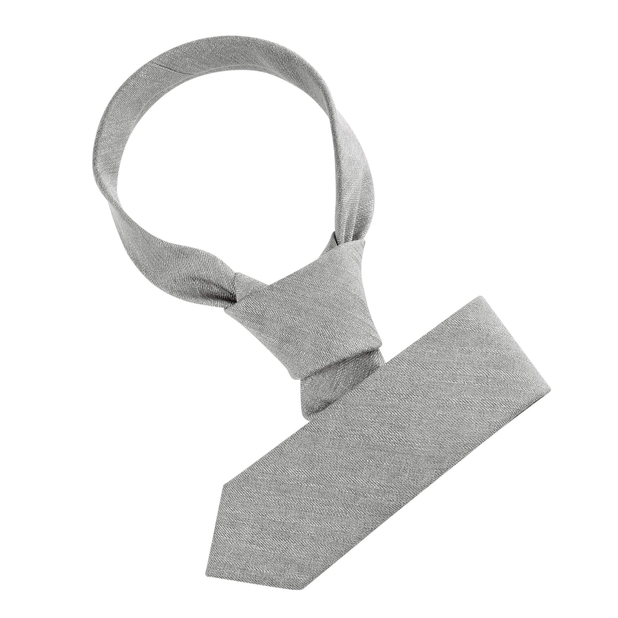 Allegra K Men's Self Tied Solid Color Formal Casual Skinny Necktie One Size Light Gray