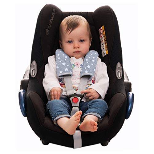 JYOKO Kids Universal pad Covers for Stroller, carrycot and Chairs Groups 0-3 (White Star, 17 X 18)
