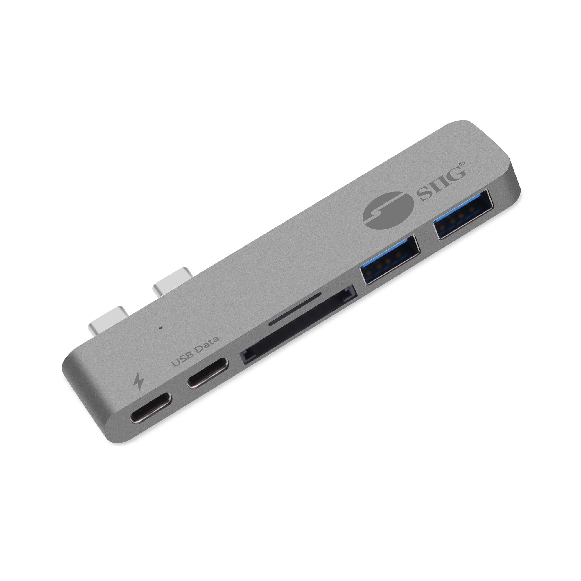 SIIG Thunderbolt 3 USB Type C Hub Adapter for 13" or 15" MacBook Pro - 5k Video Resolution, 40Gbps Data Speed - USB C Data Port, 2 USB 3.1, SD/Micro SD Card Reader Slot - Space Gray