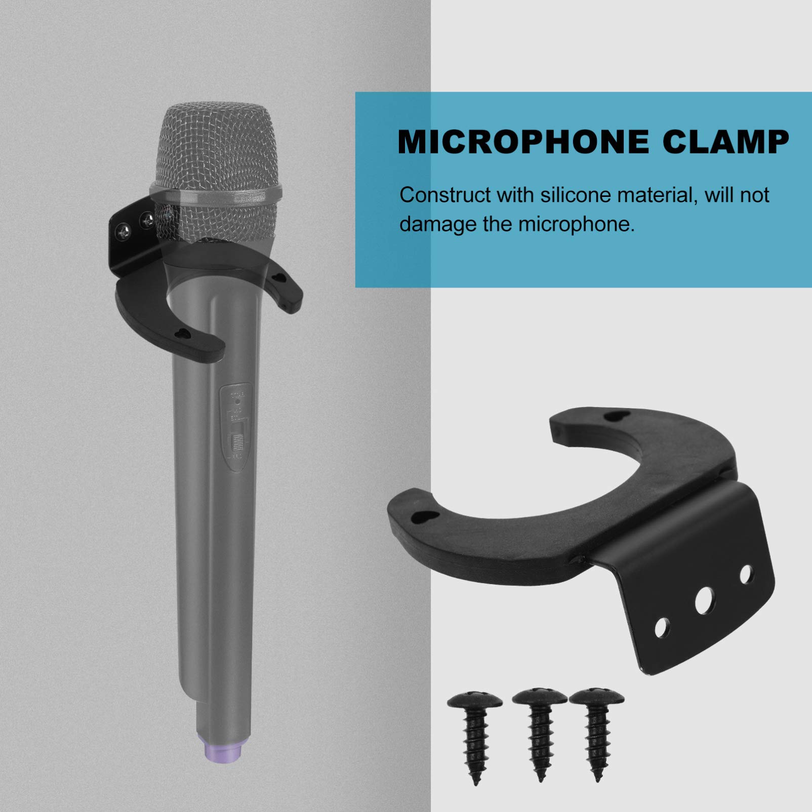 ARTIBETTER Microphone Holder for Mic Stand 4pcs Microphone Wall Hanger Wall Mounted Mic Holder Bracket Rack Clamp for Home Office Microphone Accessories Mic Holder for Stand