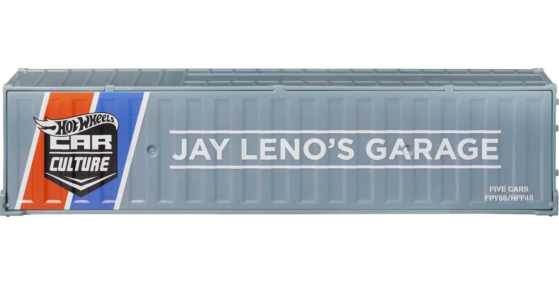 Hot Wheels Jay Leno's Garage Container Set, 5 1:64 Scale Premium Cars in Collectible Container, Metal/Metal & Realriders, Gift for Collectors