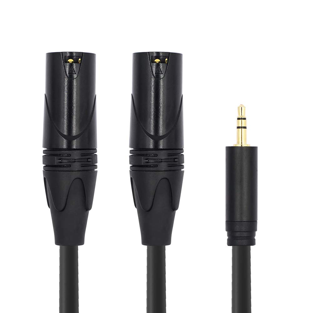 AIHIKO 1/8 to Dual XLR Cable 3.5mm Mini TRS Stereo Plug to 2 XLR Male Y Splitter Adapter Patch Breakout Cord 5 Feet