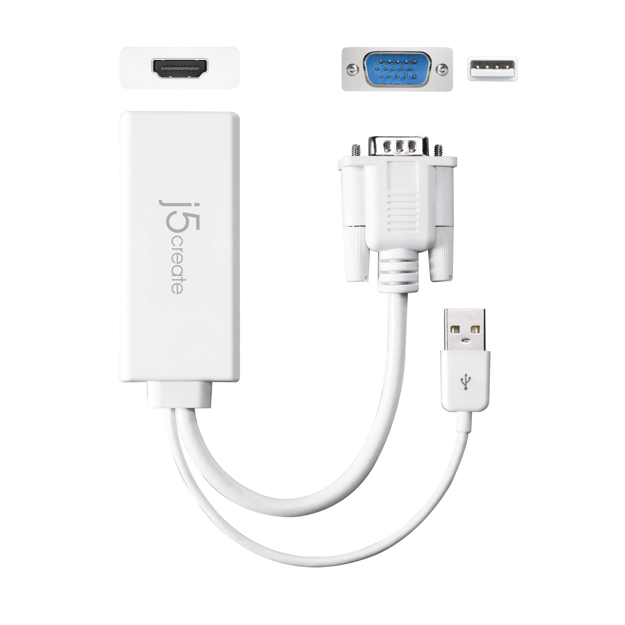 j5create HDMI to VGA Adapter- 4K 1080p @ 60 Hz | 1.62 Gbps and 2.7 Gbps | Compatible with Apple iMac or MacBook, PC, HDTV, Projectors and More