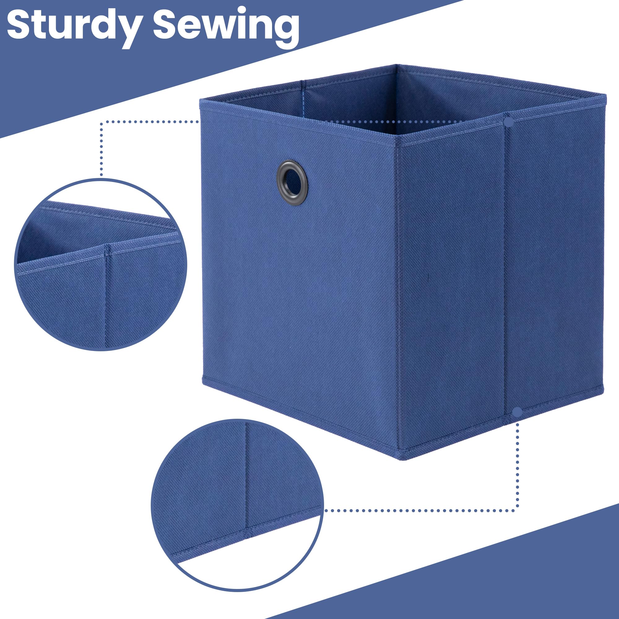 WIOLAMIU 6 Storage Cube 10.5"x10.5"x11" wiht Mesh Bag Non-woven Fabric Midnight Blue Deep Blue Dark Blue