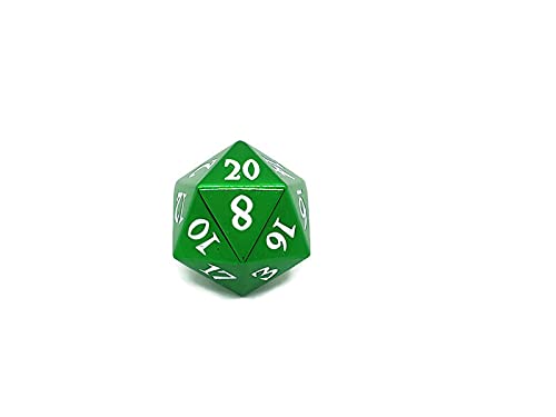 Green Metal D20 F Dice Critical Fail F 20 Sided Die Set DND Silver Chrome Color Number for Role Playing Game Dungeons and Dragons D&D Pathfinder Shadowrun and Math Teaching