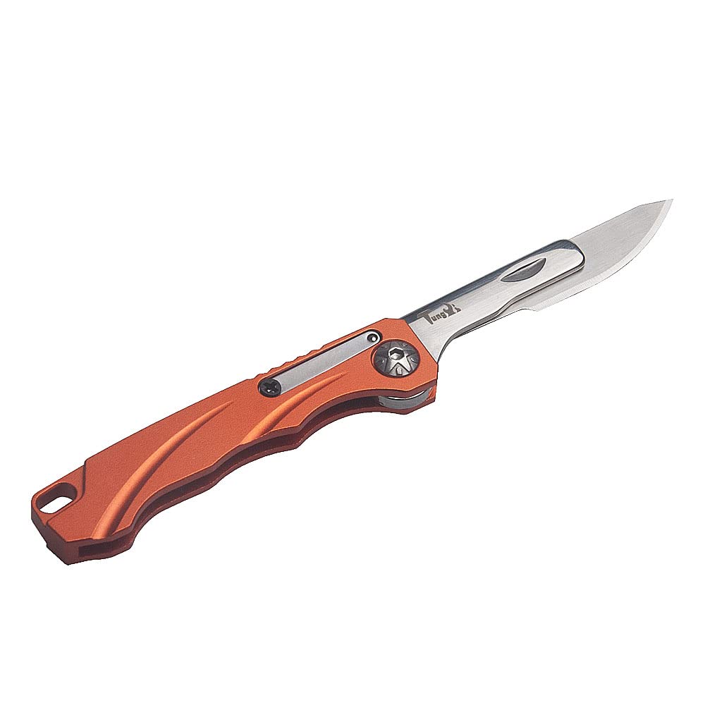 Tungyi Daily Pocket Folding Utility Knife with 10 Replaceable Quick Change Blades, Ultra Compact and Lightweight (Orange)