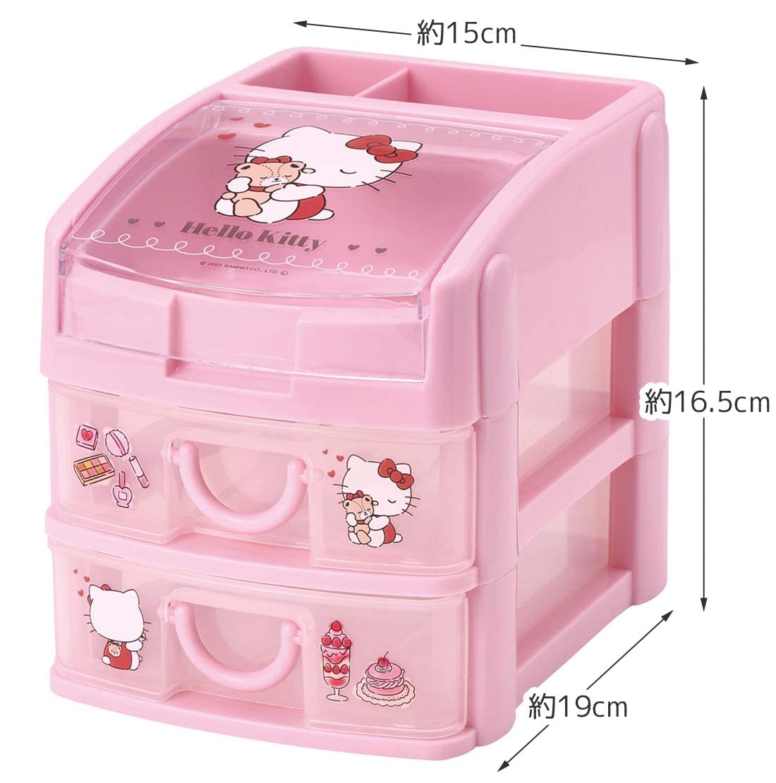 Skater CHE3N-A Mini Chest, Storage Case, Storage Box, Hello Kitty, Fluffy Roman, Sanrio, 5.9 x 7.5 x 6.5 inches (15 x 19 x 1